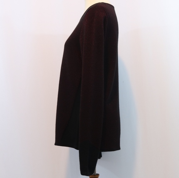 Anne Klein | Sweaters | Anne Klein Colorblock Black Burgundy Lurex ...